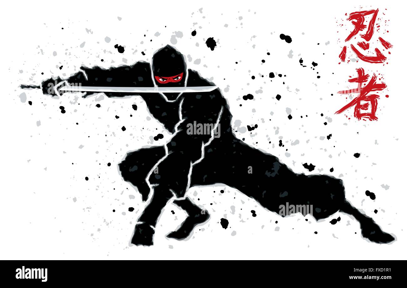 Illustration of ninja over white background. No transparency and ...