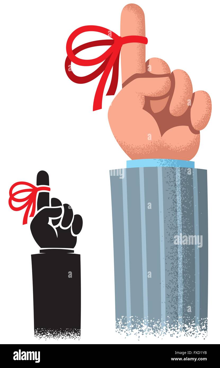 Cartoon of index finger with red reminder ribbon Stock Vector Image ...