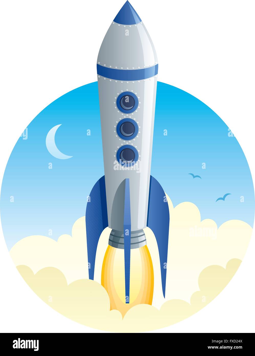 Cartoon illustration of rocket taking off Stock Vector Image & Art - Alamy