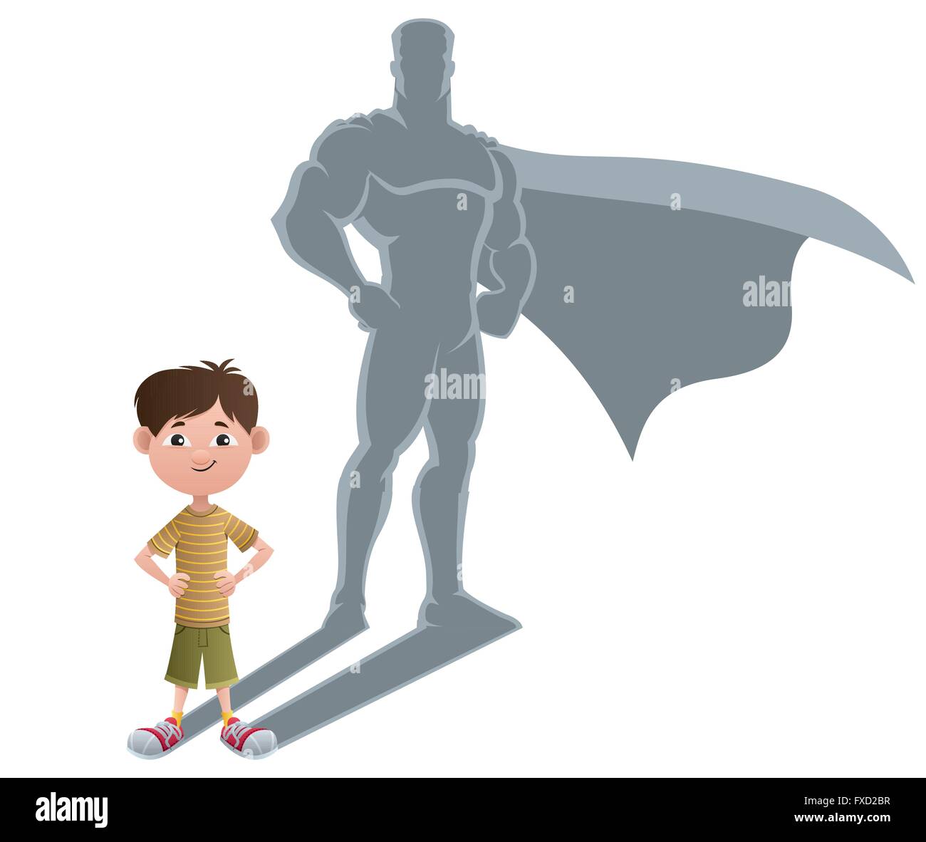 Conceptual illustration of little boy with superhero shadow Stock ...