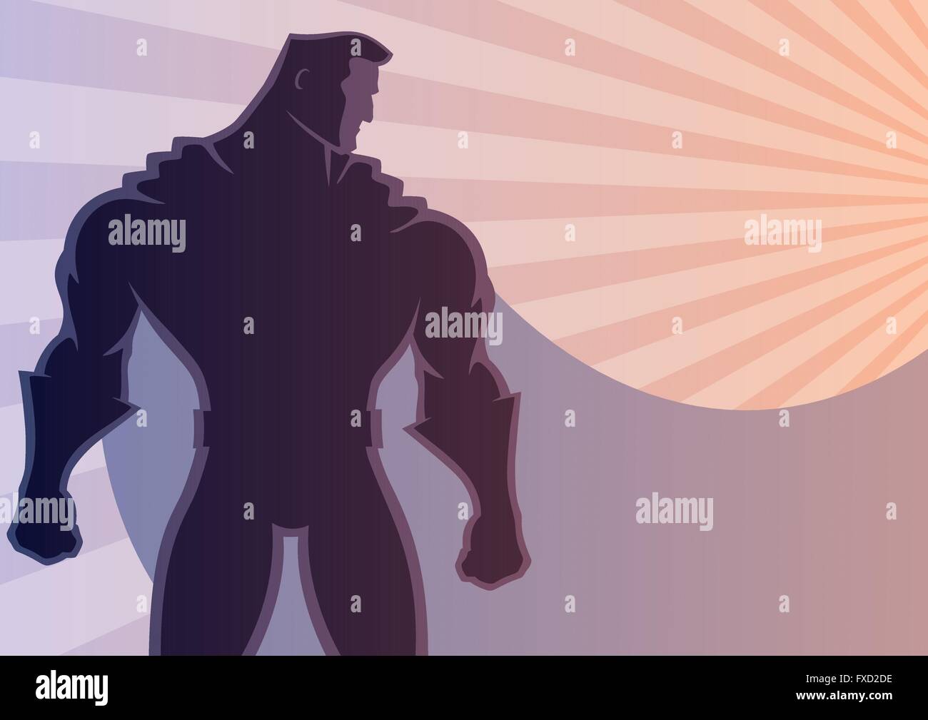 Superhero over sunrays background with copy space. No transparency used ...