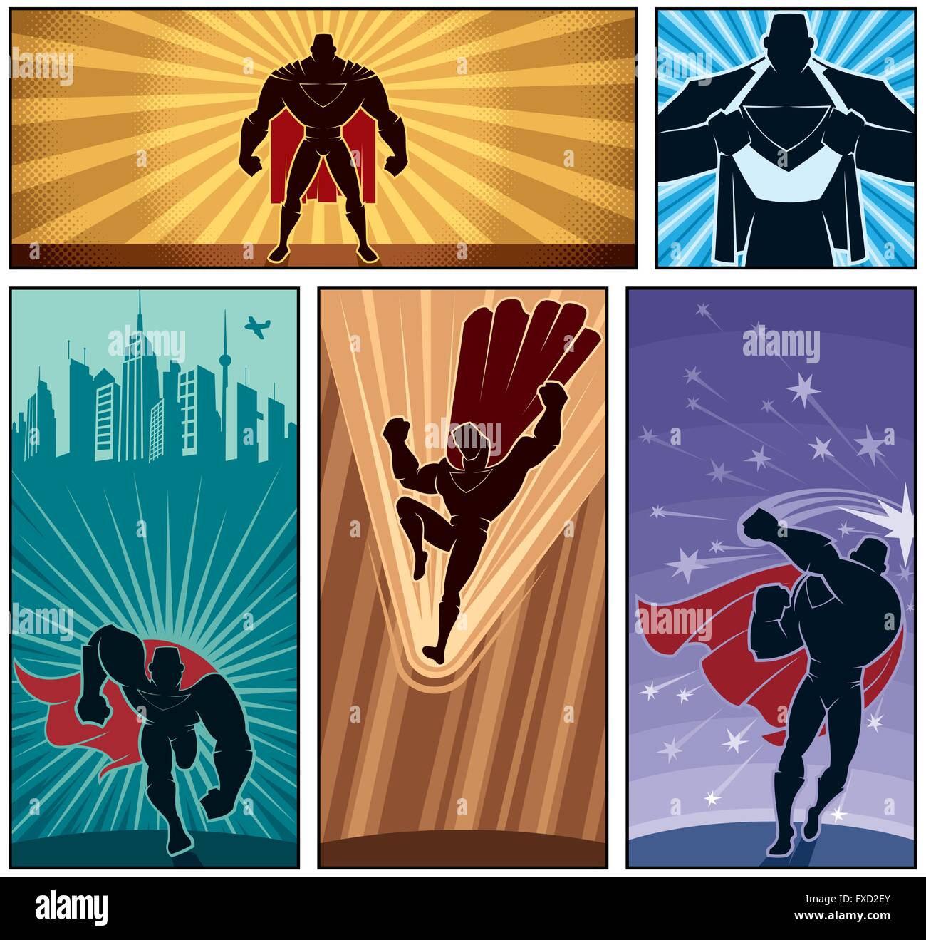 Set of 5 superhero banners Stock Vector Image & Art - Alamy