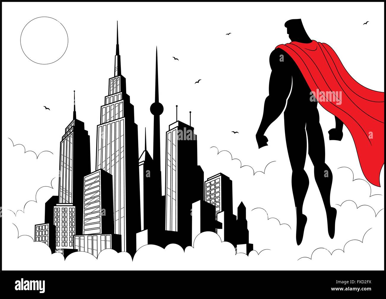 Superhero watching over city Stock Vector Images - Alamy