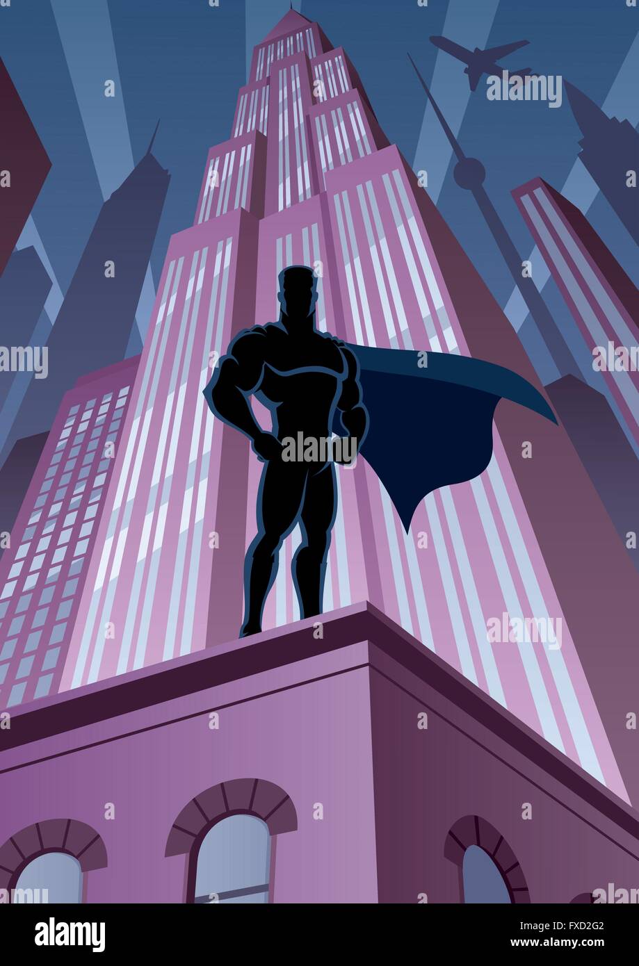 Superhero watching over the city Stock Vector Image & Art - Alamy