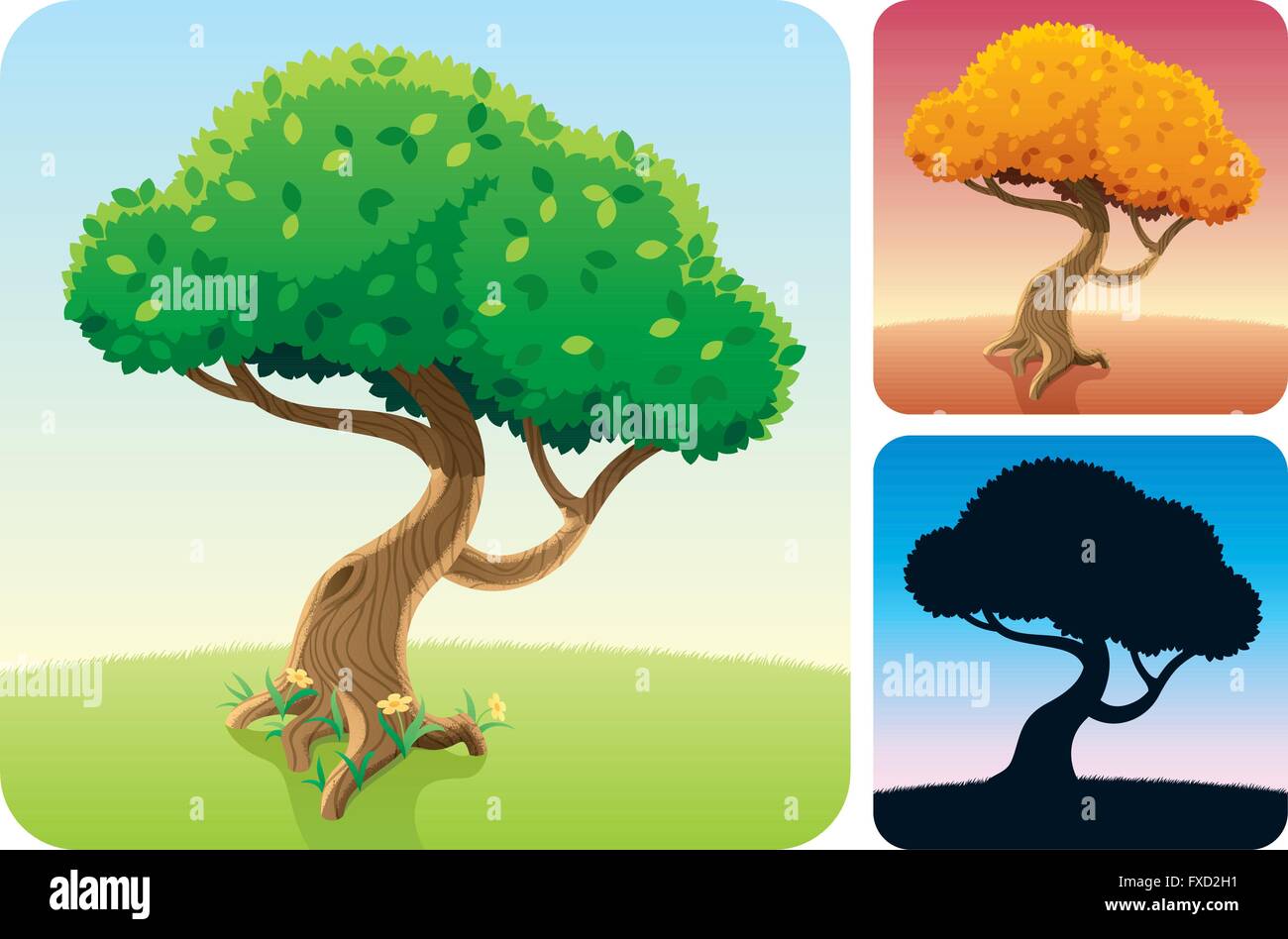 Sky with tree silhouette Stock Vector Images - Alamy