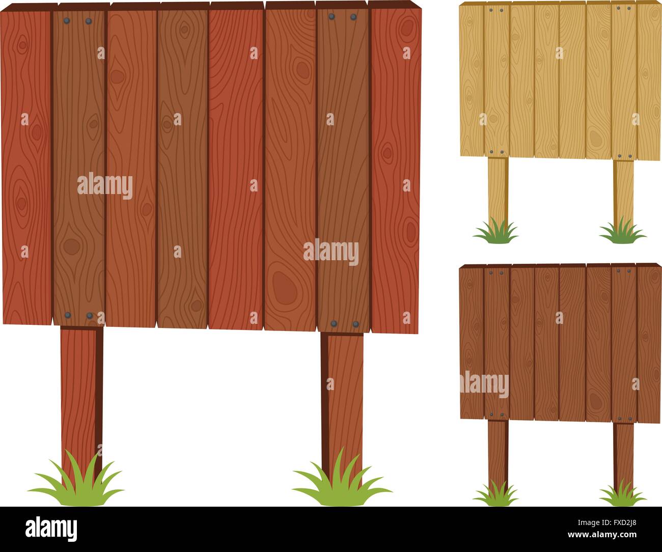 Cartoon wooden sign isolated on white. On the right is the same sign in ...