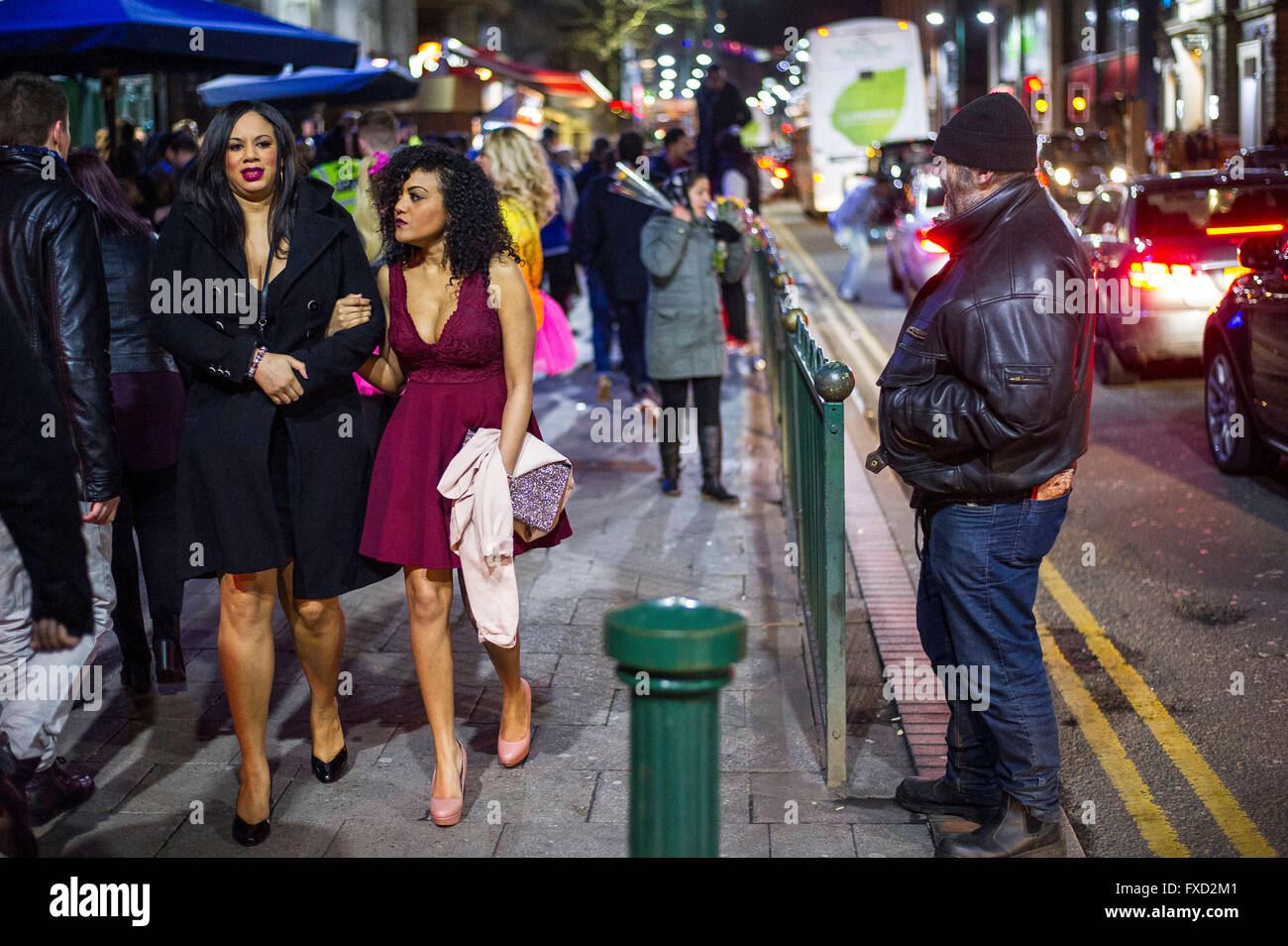 Women on a night out on Broad Street in Birmingham on a Saturday Stock ...