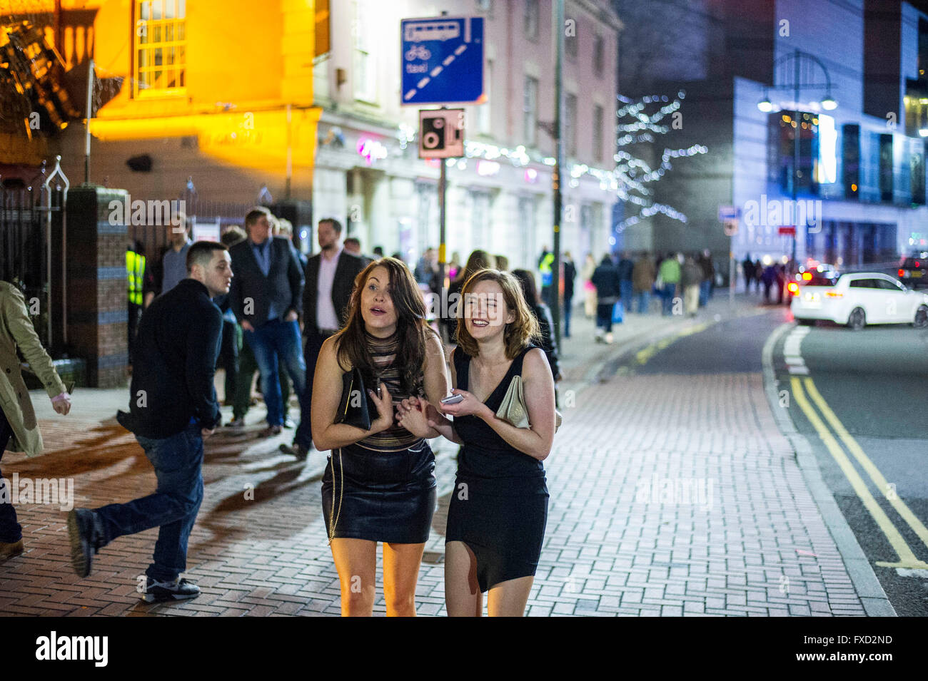 Women on a night out on Broad Street in Birmingham on a Saturday Stock ...