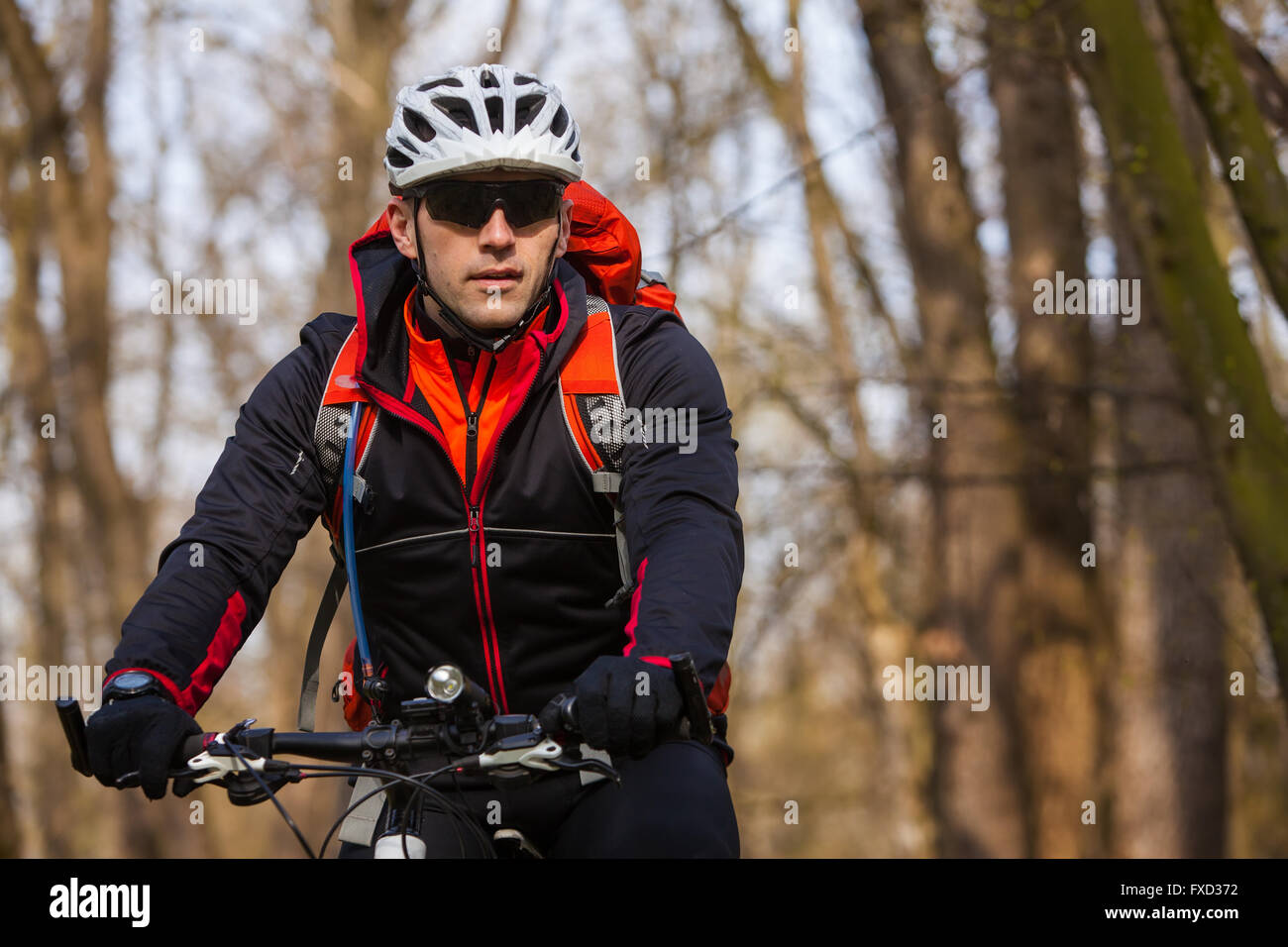 Mountain Bike cyclist riding single track Stock Photo - Alamy