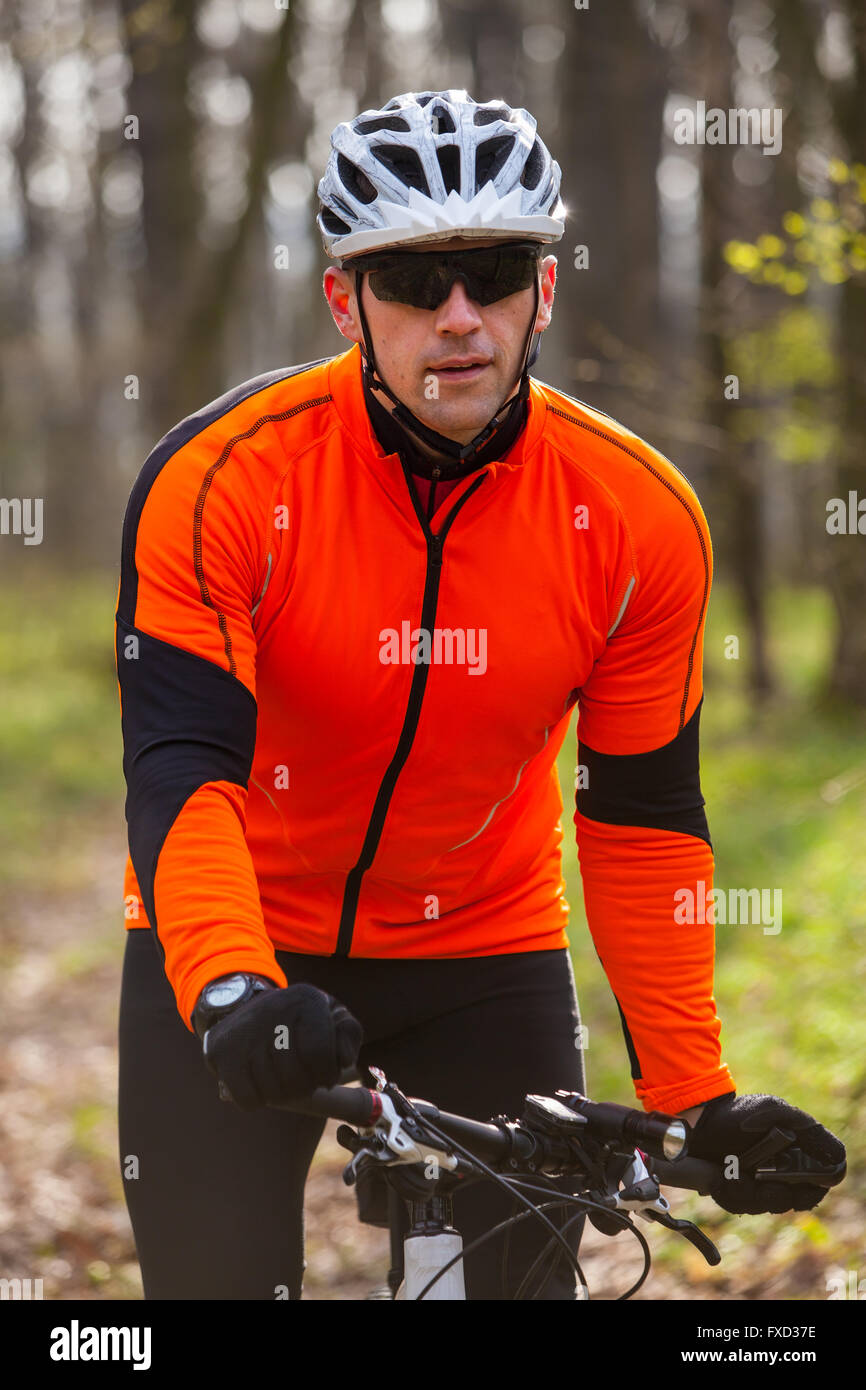 Mountain Bike cyclist riding single track Stock Photo - Alamy