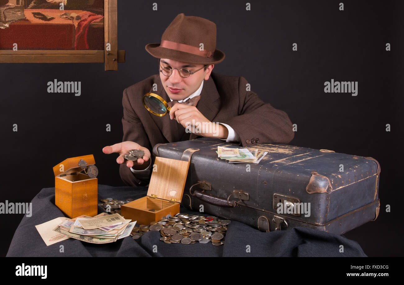 Numismatist with his coin collection Stock Photo - Alamy
