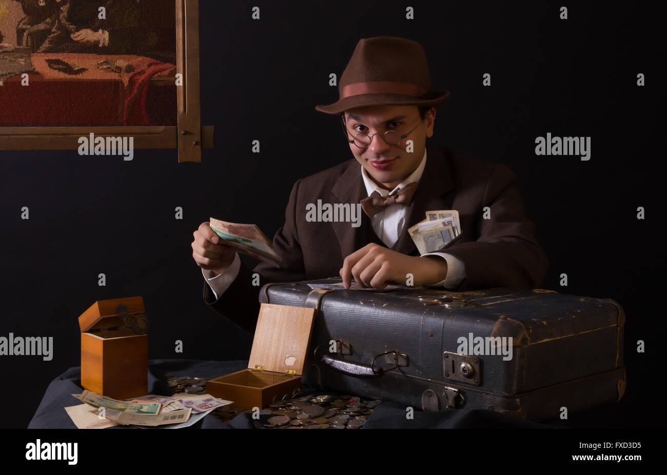 Numismatist with his coin collection Stock Photo - Alamy