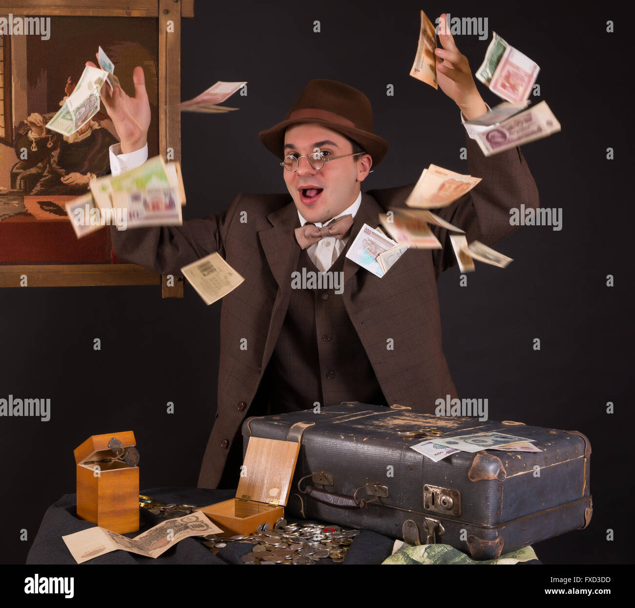 Numismatist with his coin collection Stock Photo - Alamy