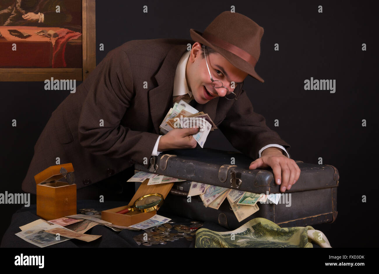 Numismatist with his coin collection Stock Photo - Alamy