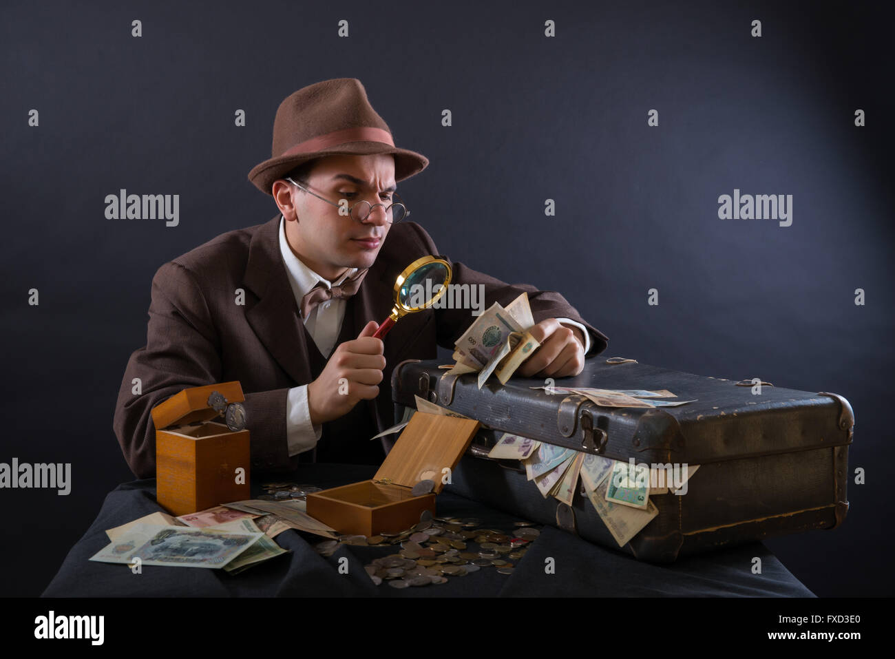 Numismatist with his coin collection Stock Photo - Alamy