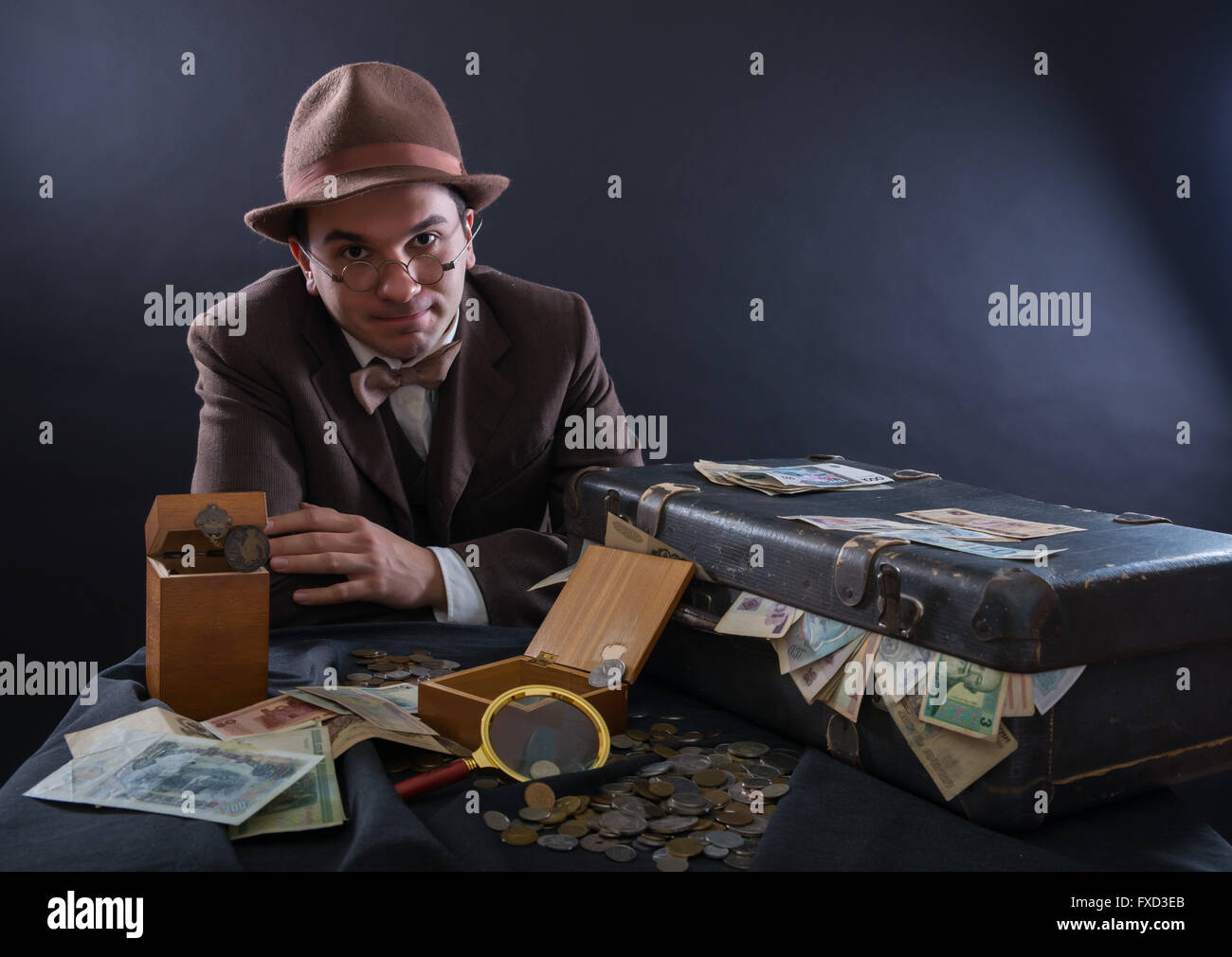 Numismatist with his coin collection Stock Photo - Alamy