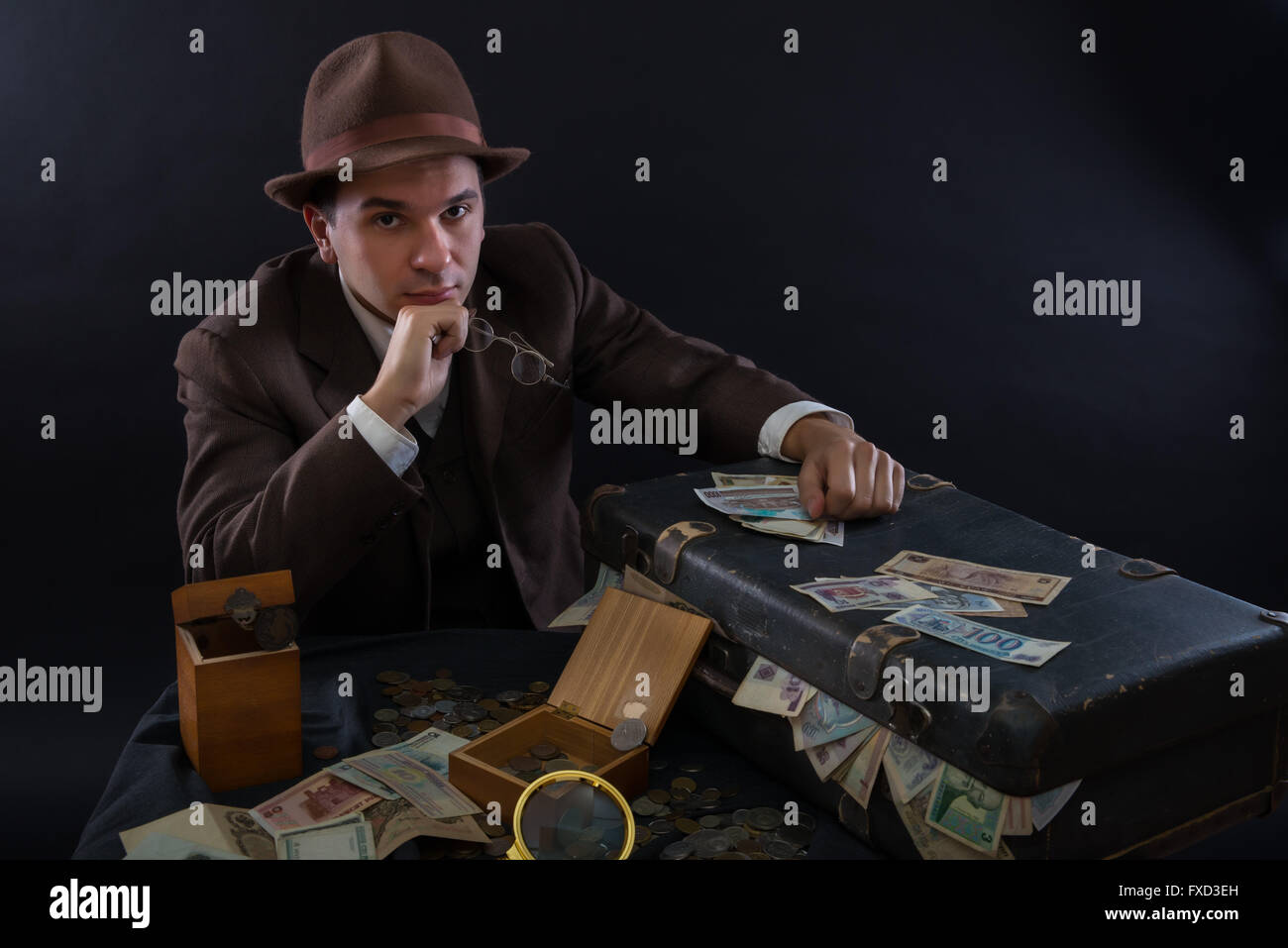 Numismatist with his coin collection Stock Photo - Alamy