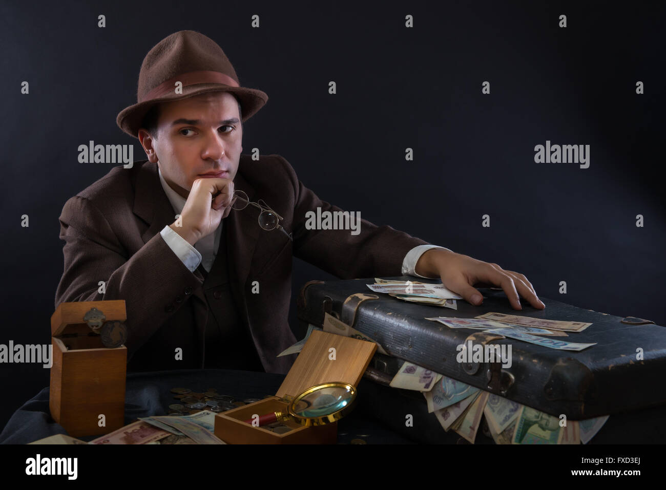Numismatist with his coin collection Stock Photo - Alamy