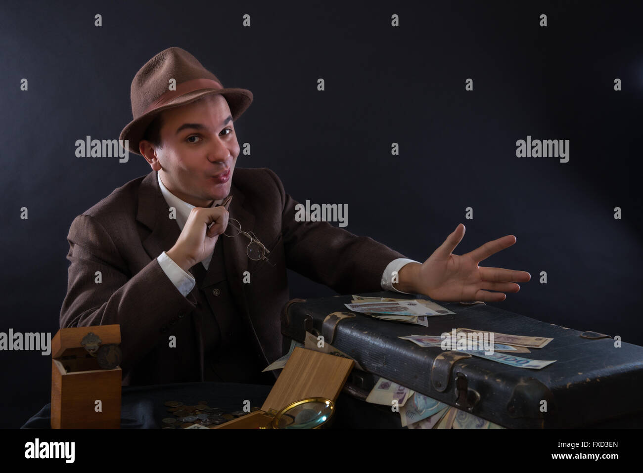 Numismatist with his coin collection Stock Photo - Alamy
