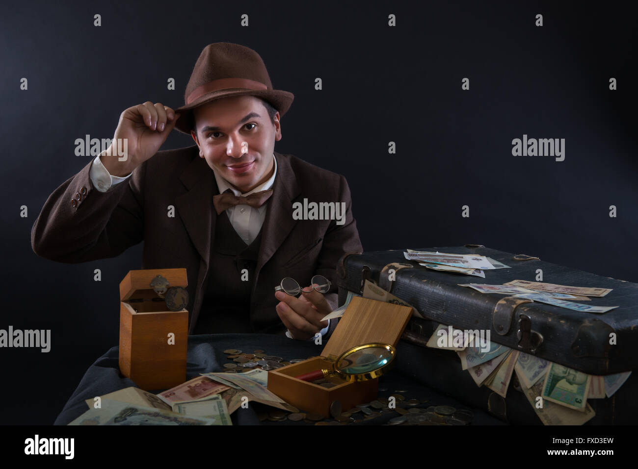 Numismatist with his coin collection Stock Photo - Alamy