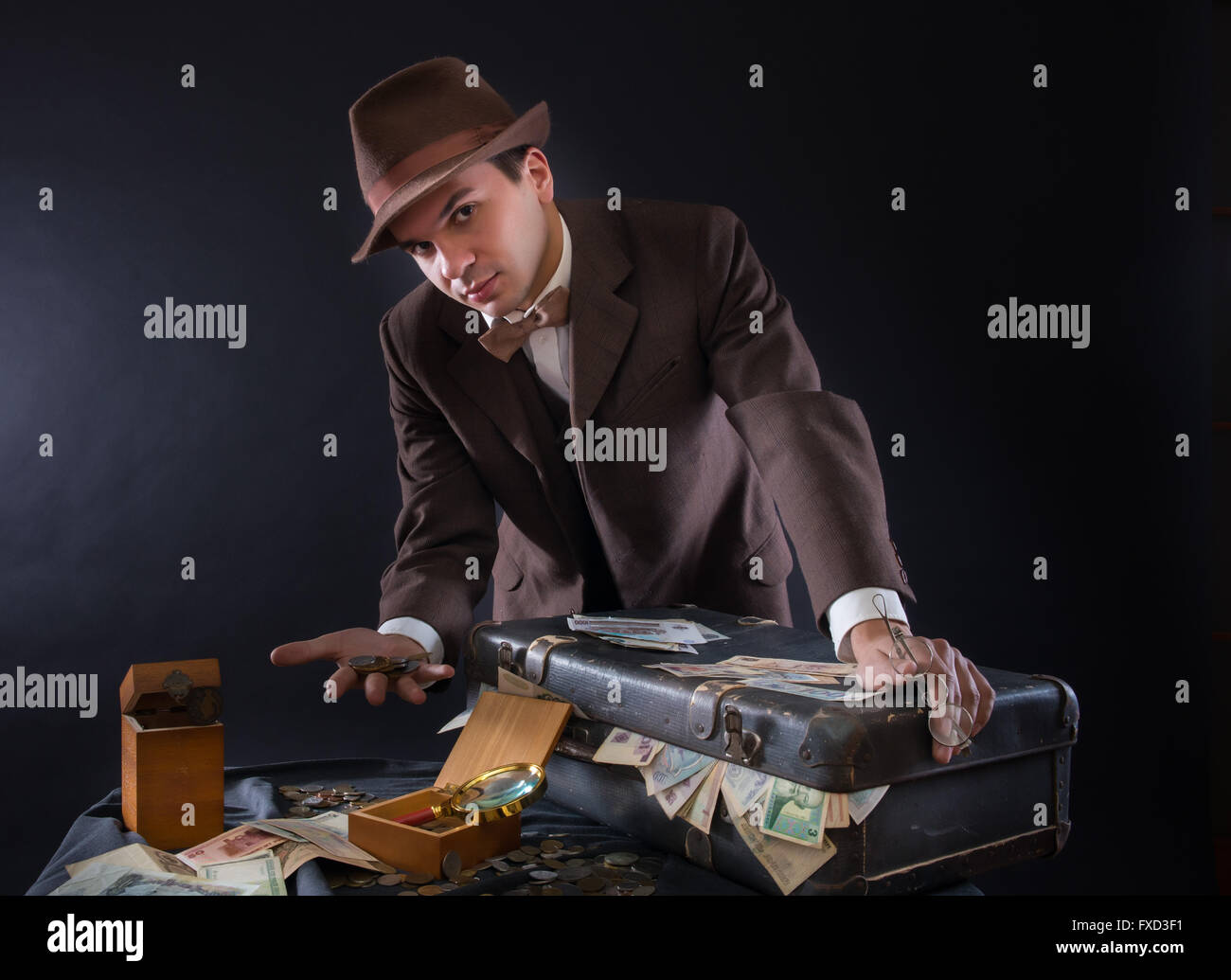 Numismatist with his coin collection Stock Photo - Alamy