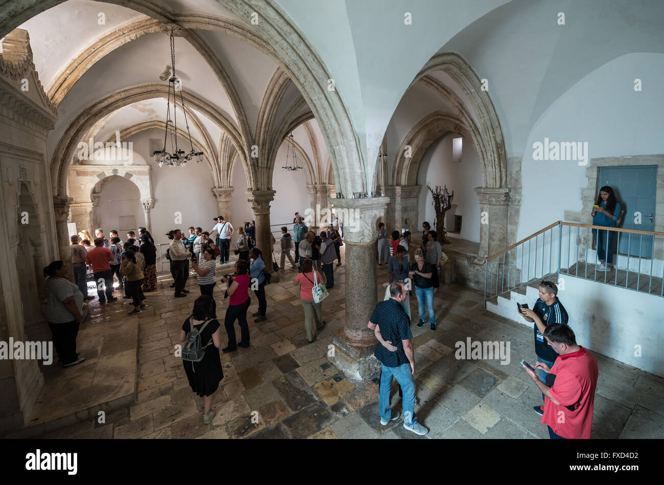 Tourists and pilgrims in Cenacle - Upper Room, held to be a site of The ...