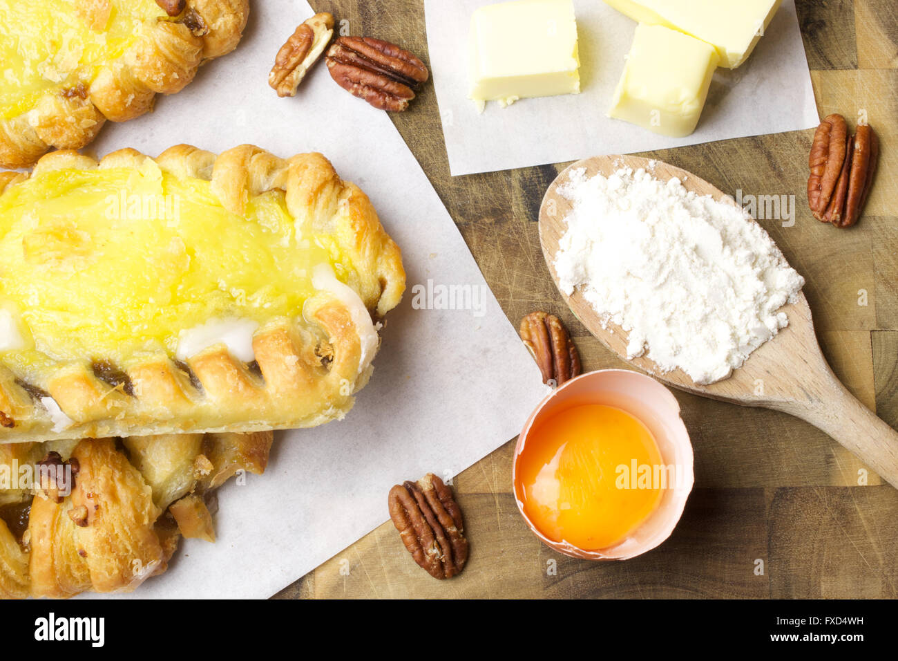 Maple and Pecan Plait Danish Pastries, Custard pastries and ingredients ...