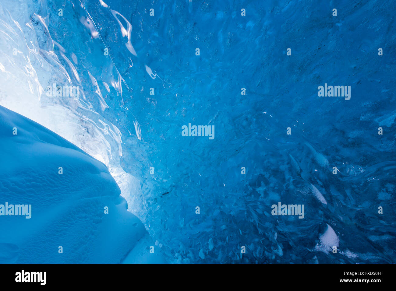 Blue ice in ice cavern inside Breidamerkurjokull, outlet glacier of ...