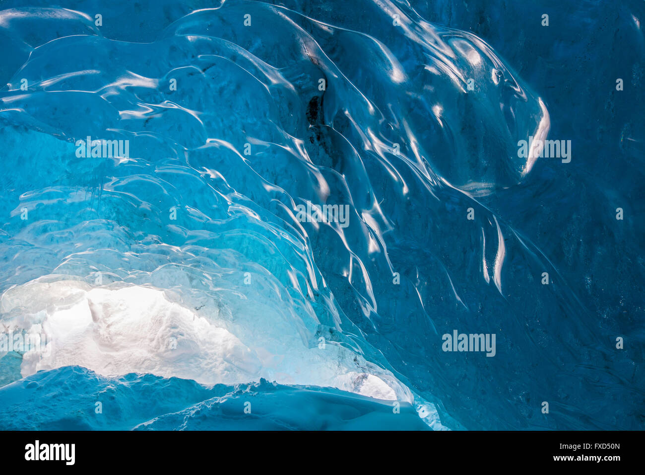Blue ice in ice cavern inside Breidamerkurjokull, outlet glacier of ...