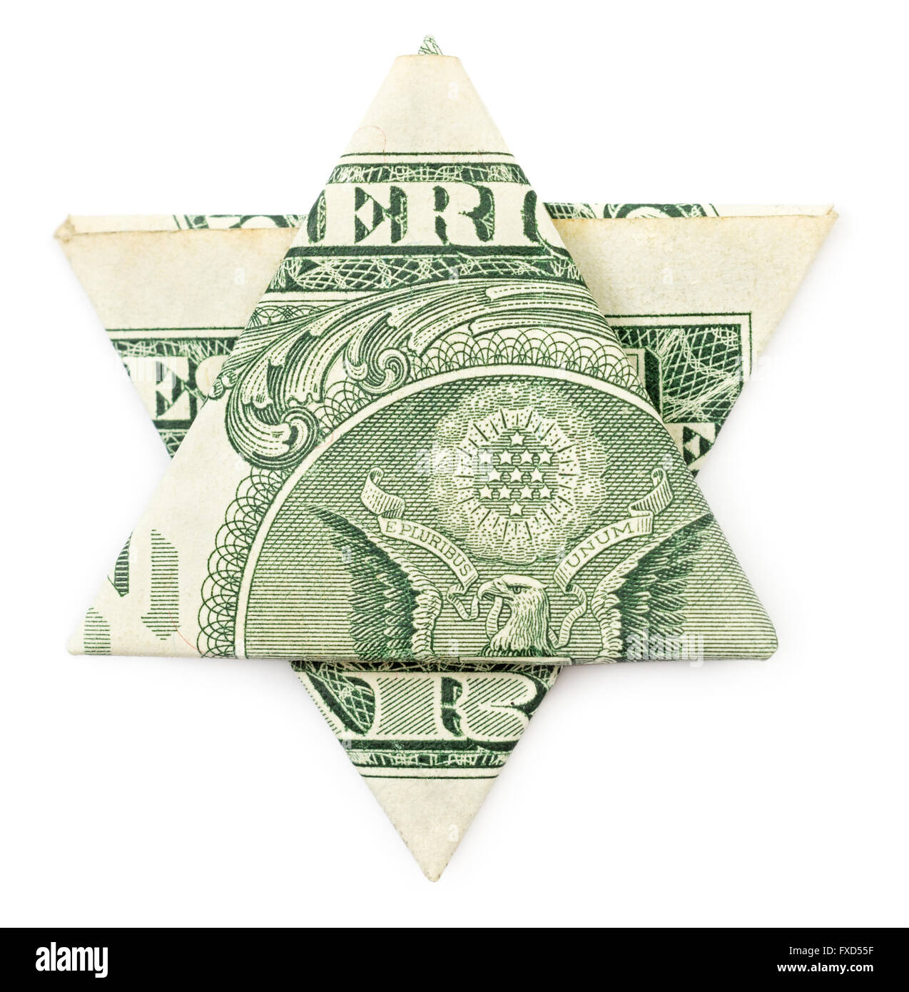 Dollar origami star of David isolated on white background Stock Photo ...