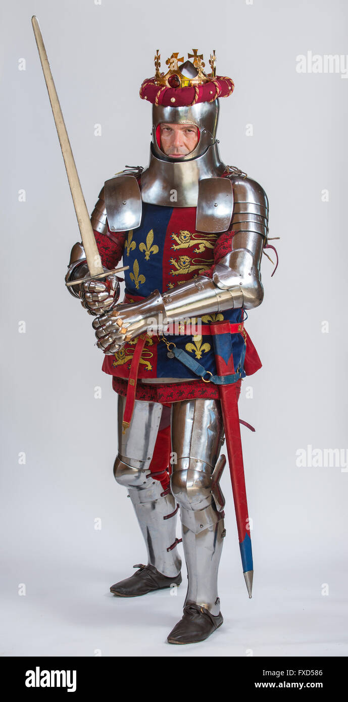 A historical re-enactor dressed as King Henry V. King of England from ...
