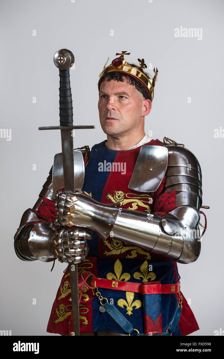 A historical re-enactor dressed as King Henry V. King of England from ...