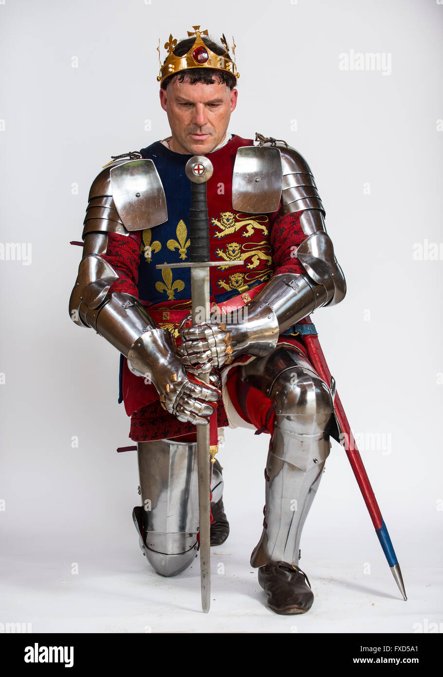 A historical re-enactor dressed as King Henry V. King of England from ...