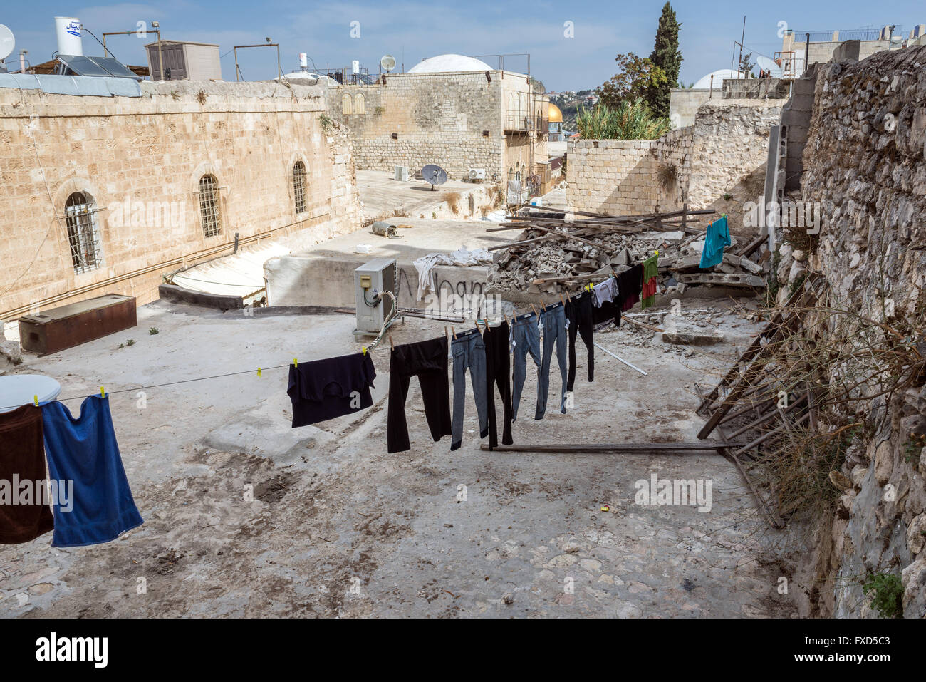 Laundry on the roof in Jerusalem, Israel Stock Photo - Alamy