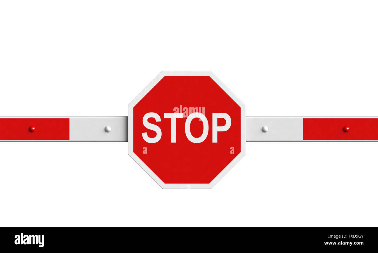 3d rendering of barrier with stop sign isolated over white background ...