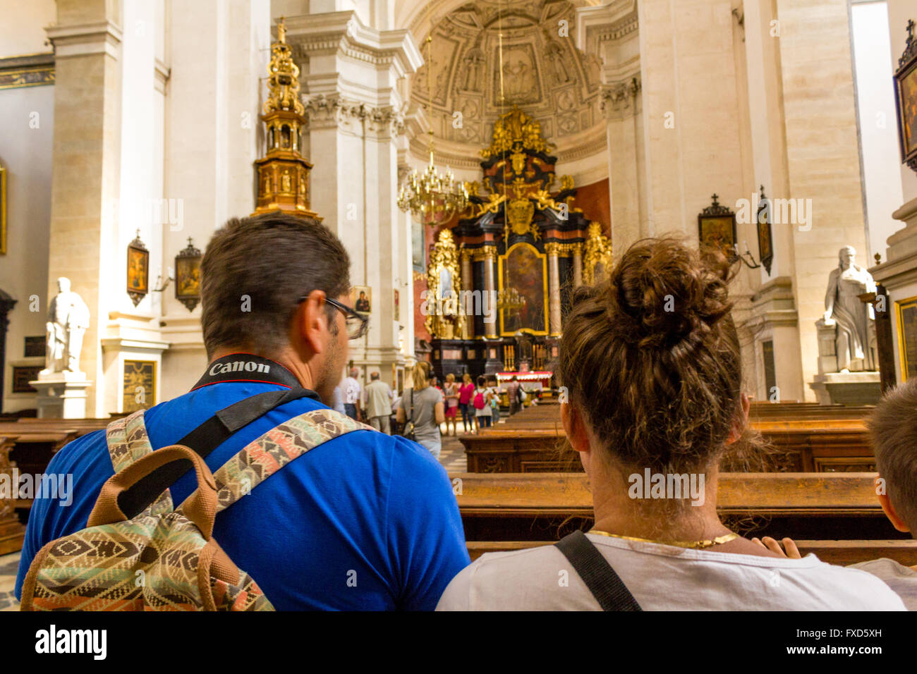 Tourists visiting church in Krakow, Poland, Europe Stock Photo - Alamy