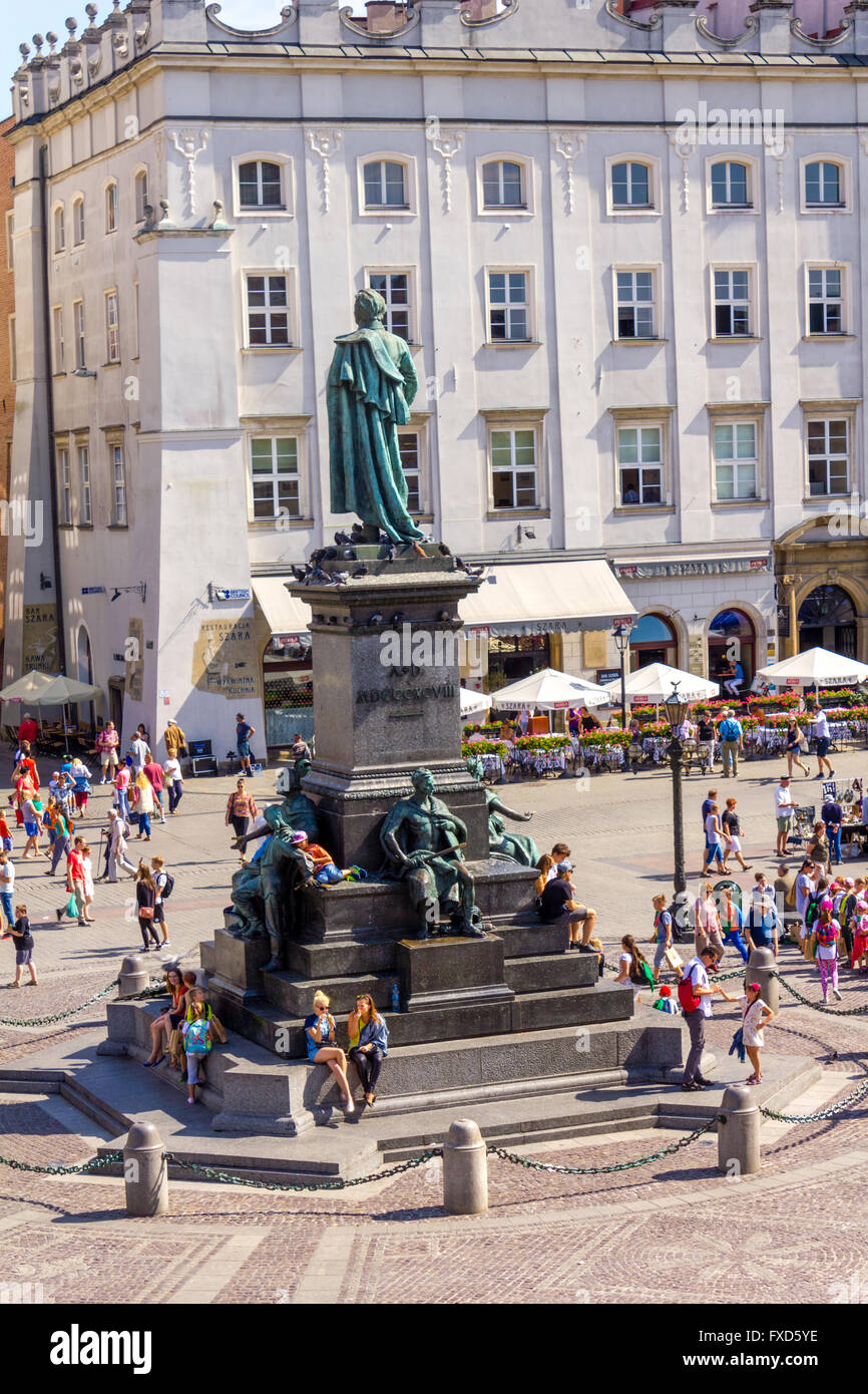 Adam Mickiewicz monument, Old Market Square, Krakow, Poland Stock Photo ...