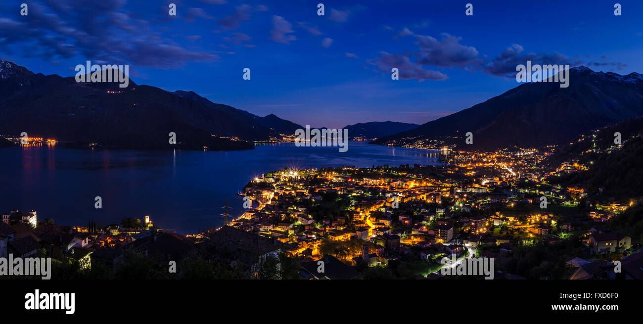 Lago di Como (Lake Como) high definition panorama at blue hour Stock ...