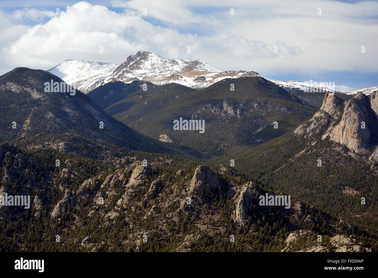 Lumpy Mountain Ridge with Giant Rock Outcroppings and Snow Stock Photo ...