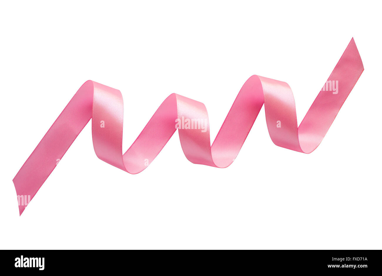 curled pink ribbon isolated on white. design decorative element Stock ...