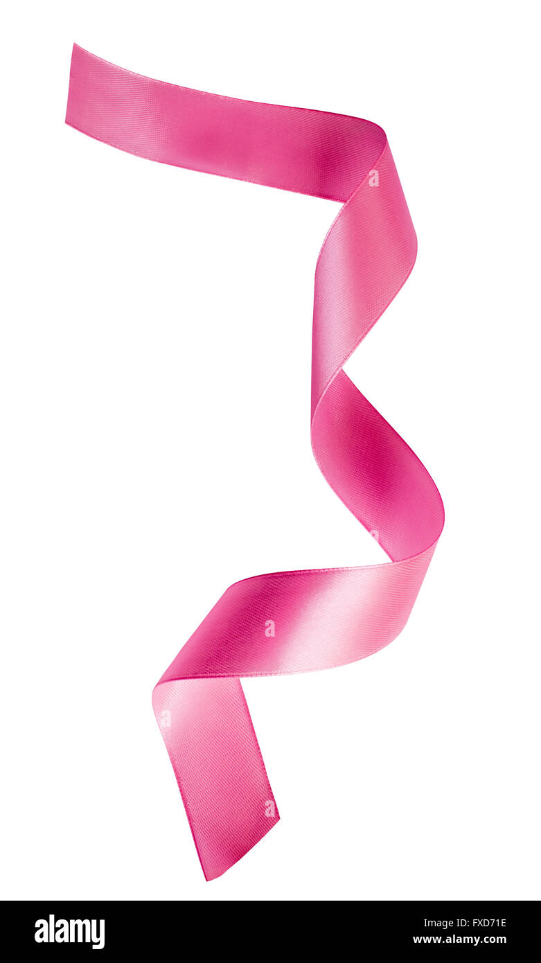 pink ribbon curled isolated on white. celebration design element Stock ...