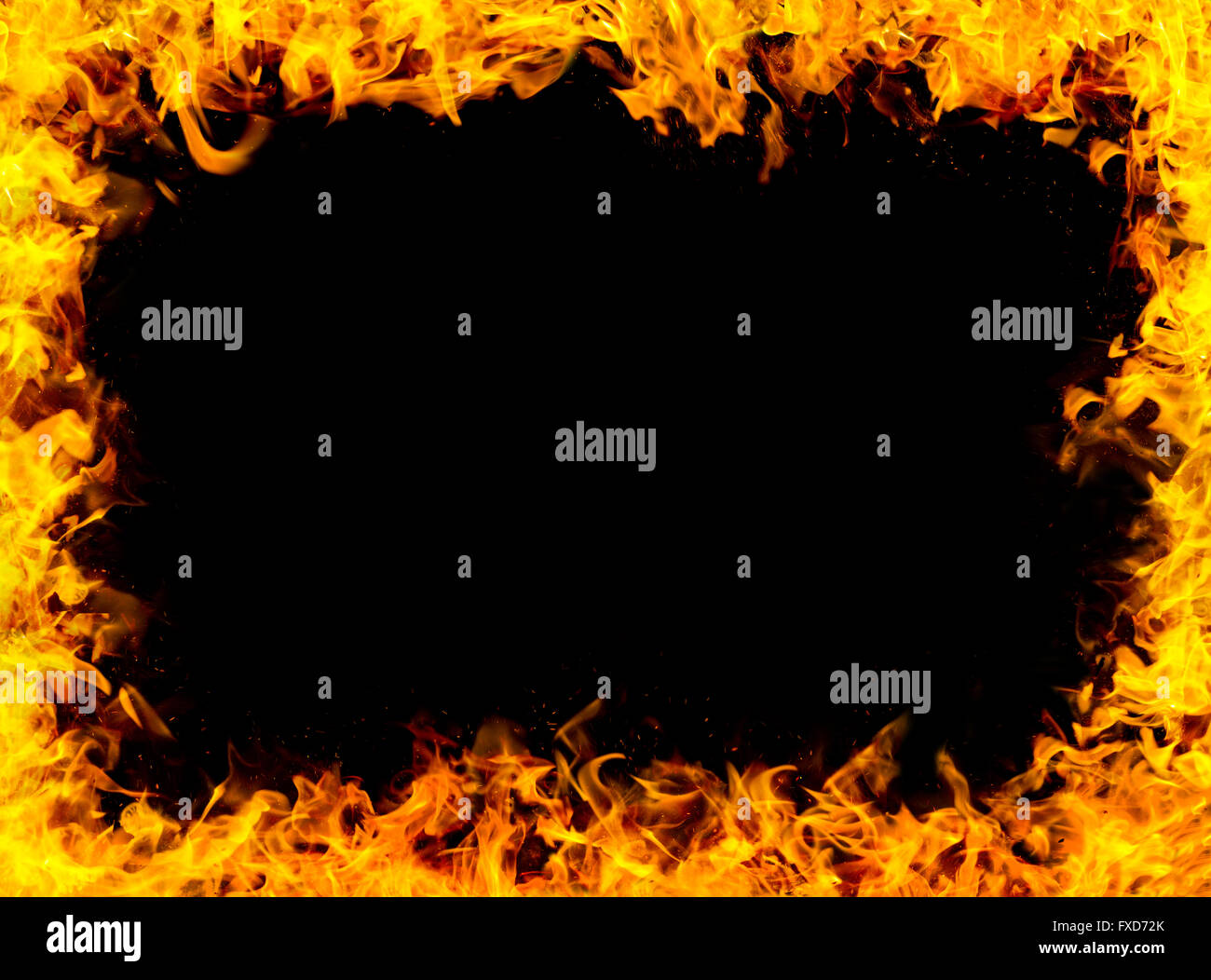 Fire frame on black background Stock Photo - Alamy