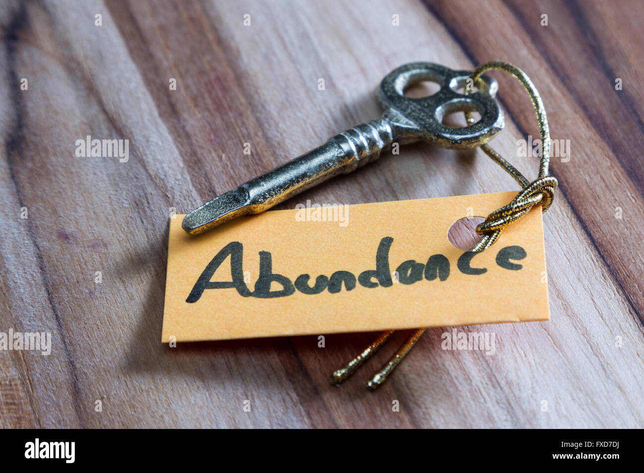 concept for a happy abundant life using an old decorative key and a ...