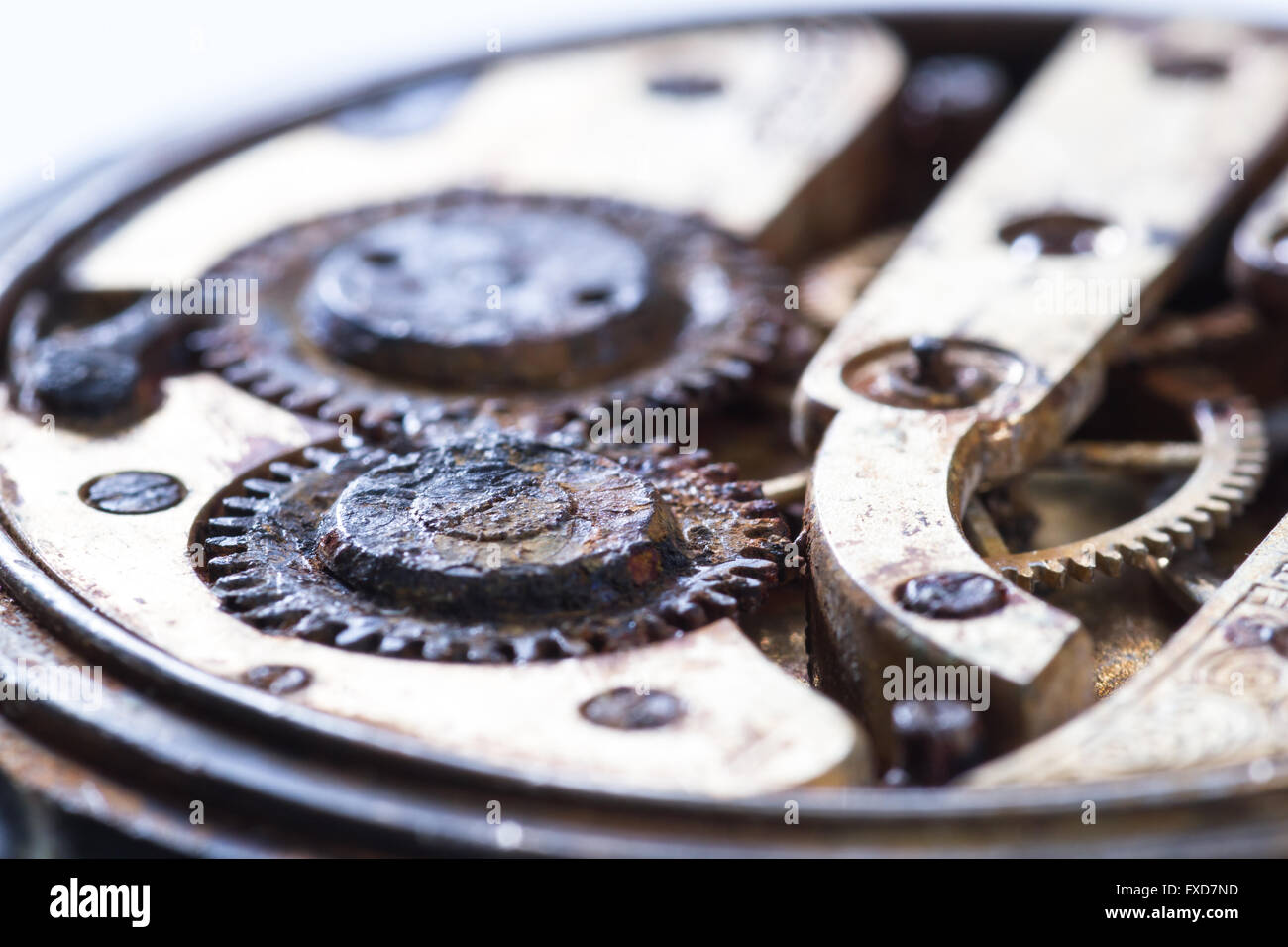 close up of an old pocket watch with rusty gears as a concept Stock ...