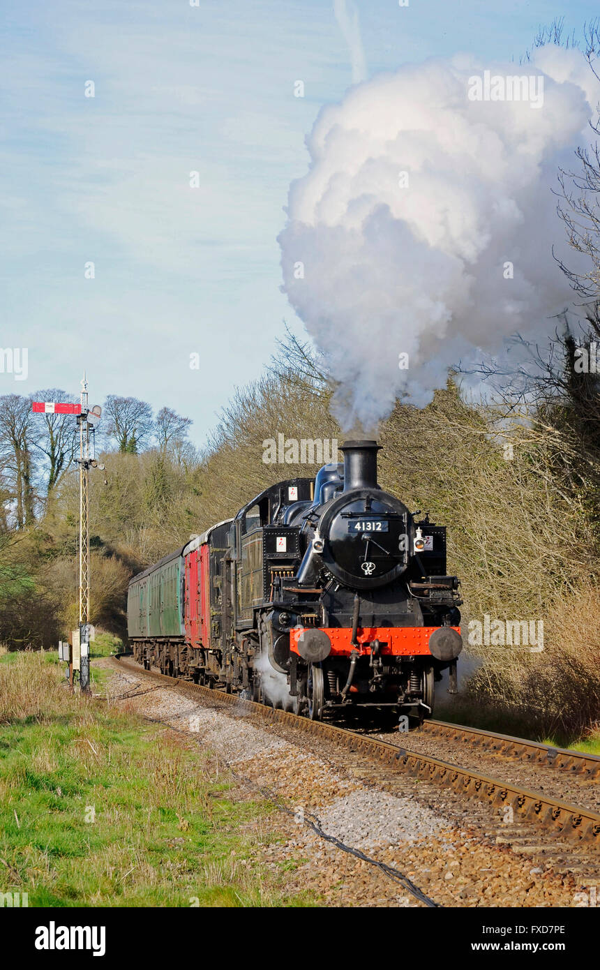Ivatt Class 2 tank engine with a typical 1950's mixed branch line train ...