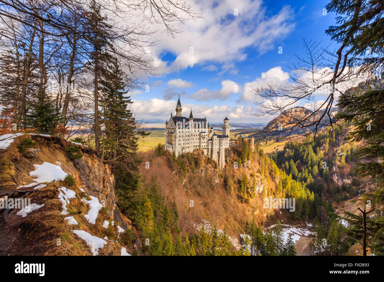 Neuschwanstein Castle in winter landscape, Fussen, Germany Stock Photo ...
