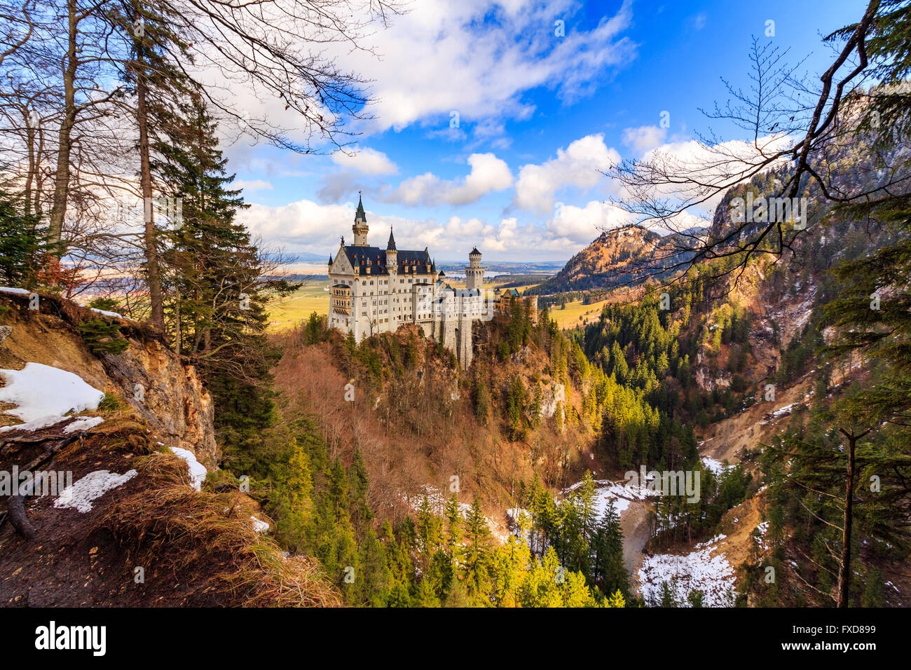 Neuschwanstein Castle in winter landscape, Fussen, Germany Stock Photo ...