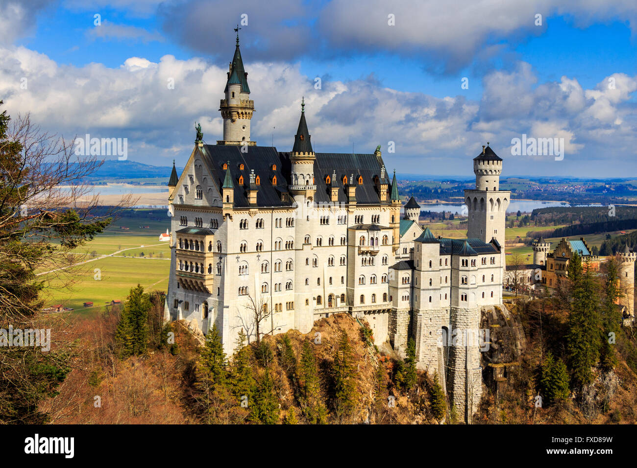 Neuschwanstein Castle in winter landscape, Fussen, Germany Stock Photo ...