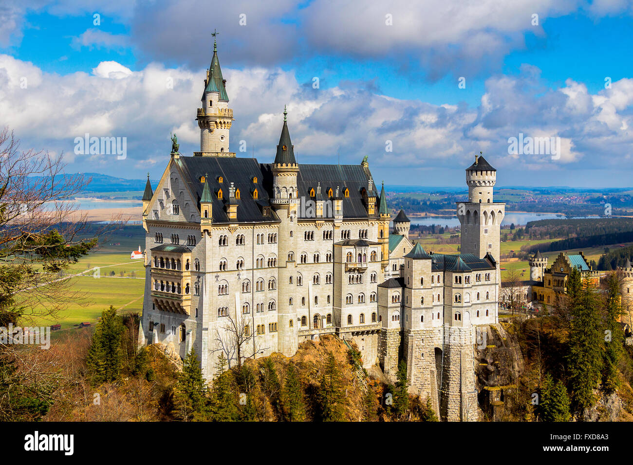 Neuschwanstein Castle in winter landscape, Fussen, Germany Stock Photo ...