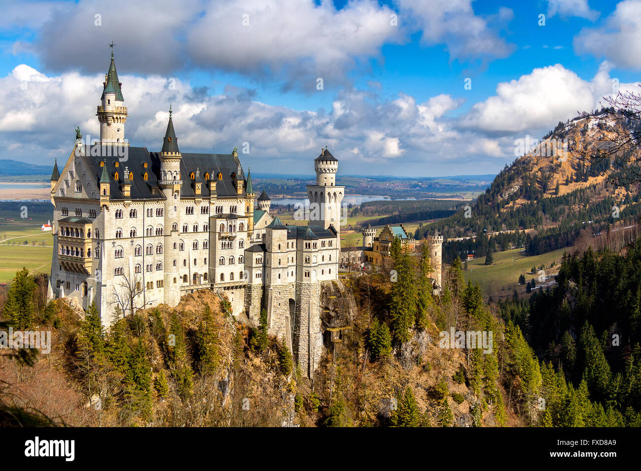 Neuschwanstein Castle in winter landscape, Fussen, Germany Stock Photo ...